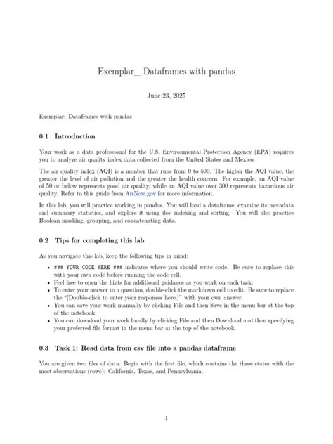 Exemplar Dataframes With Pandas Pdf Software Engineering Computer Programming