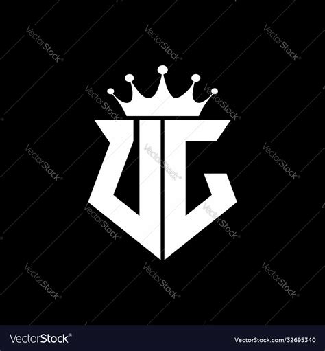 Uj Logo Monogram Shield Shape With Crown Design Vector Image