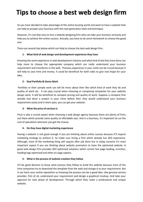 Ppt Tips To Choose Best Web Designing Firm Powerpoint Presentation