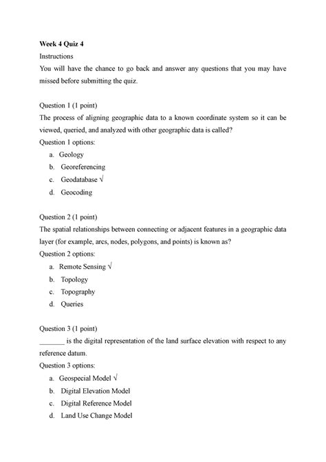Week Quiz Concepts In GIS And Remote Sensing Week Quiz Instructions You Will Have The