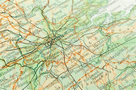 Topographic Map Showing Roads Railways Rivers Place Names Around London England Contour