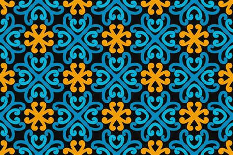 Pattern With Floral And Geometric Elements Intersecting Curved And
