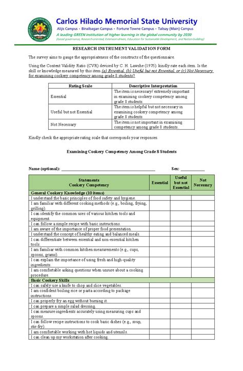 Competency Research Instrument Validation Research Instrument
