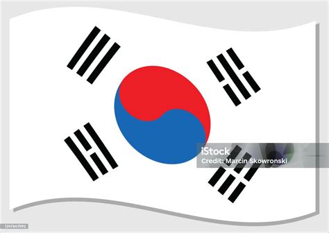 한국 벡터 그래픽의 깃발을 흔드는 한국 국기 일러스트를 흔드는 바람에 대한민국 국기 물결은 자유와 독립의 상징이다 기에 대한 스톡 벡터 아트 및 기타 이미지 Istock