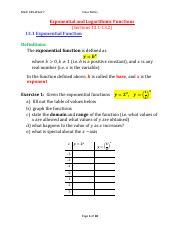 Exploring Exponential And Logarithmic Functions Basics Course Hero