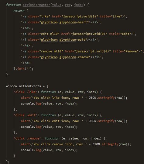 action formatter not show in table · issue 3767 · wenzhixin bootstrap