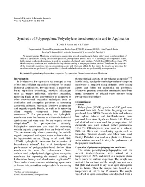 Pdf Synthesis Of Polypropylene Polyethylene Based Composite And Its Application