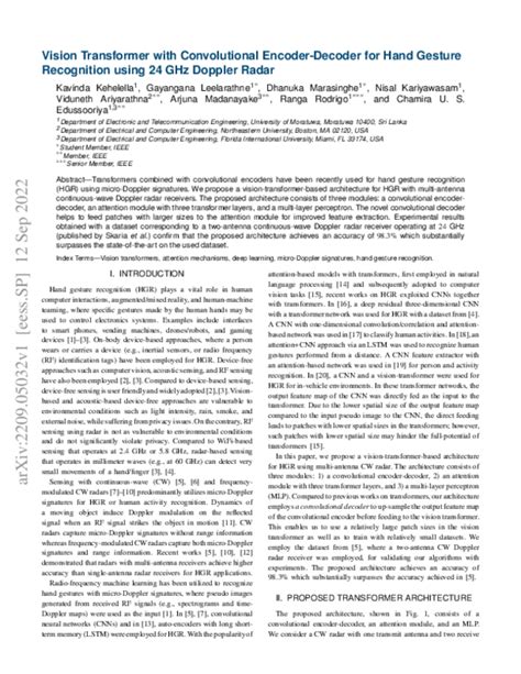 Pdf Vision Transformer With Convolutional Encoderdecoder For Hand