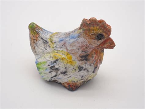 Raku Ceramic Hen Handmade Raku Pottery Artisan Hen Sculpture