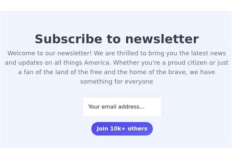 newsletter example tailwind css example