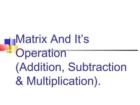 Introduction To Matrices Ppt