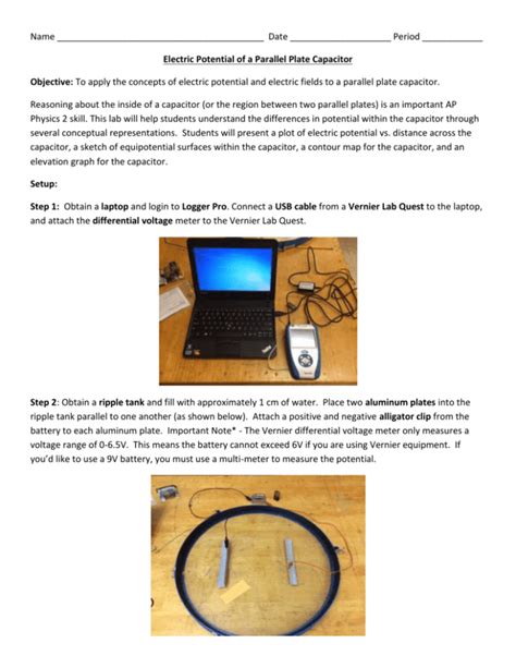 Parallel Plate Capacitor Electric Potential Lab