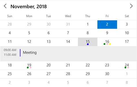 Uwp Calendar Control Month Calendar Syncfusion
