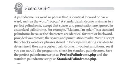 Solved Exercise A Palindrome Is A Word Or Phrase That Is Chegg Com