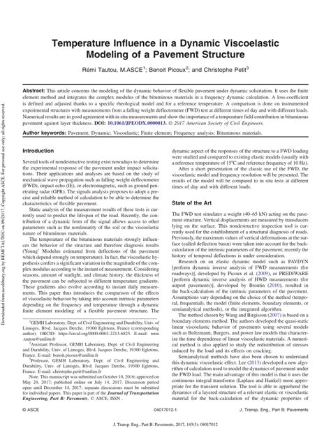Pdf Temperature Influence In A Dynamic Viscoelastic Modeling Of A Pavement Structure