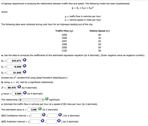 A Highway Department Is Studying The Relationship Between Traffic Flow And Speed The Following