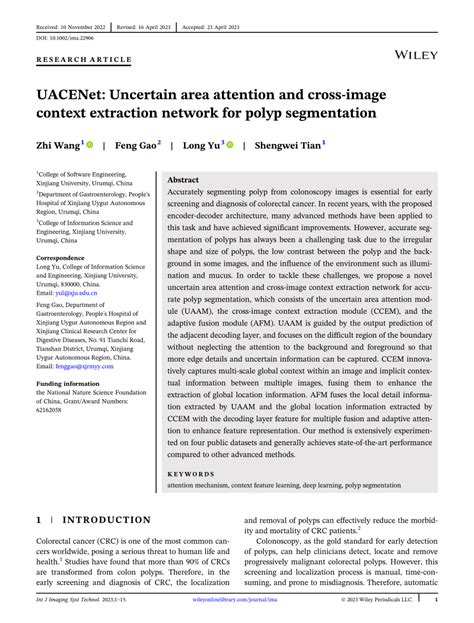 Uacenet Uncertain Area Attention And Cross‐image Context Extraction Network For Polyp Segmentation