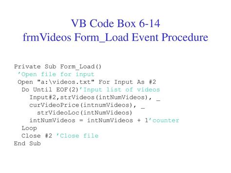Ppt Chapter Six Working With Arrays In Visual Basic Powerpoint Presentation Id