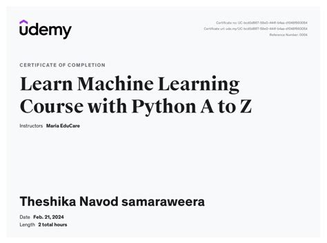 Theshika Navod On Linkedin Udemy Machinelearning Python Tensorflow
