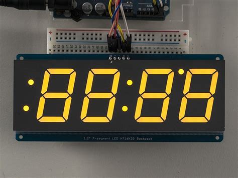 Adafruit 1 2 4 Digit 7 Segment Display W I2c Backpack Yellow Clock