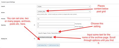 how to customize archive pages text above and below post grid on