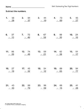 Subtracting From Two Digit Number With Regrouping Turtle Diary