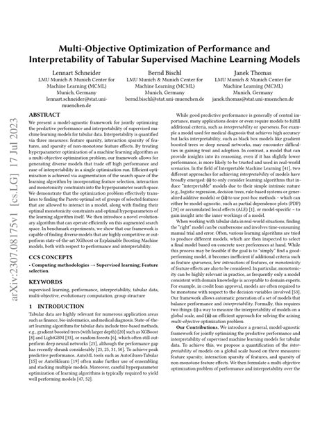 Pdf Multi Objective Optimization Of Performance And Interpretability