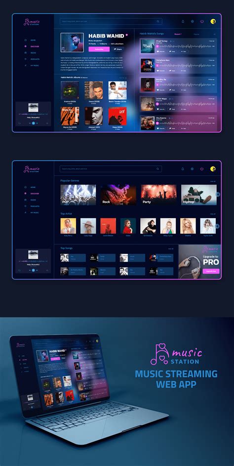 music streaming web app ui design on behance