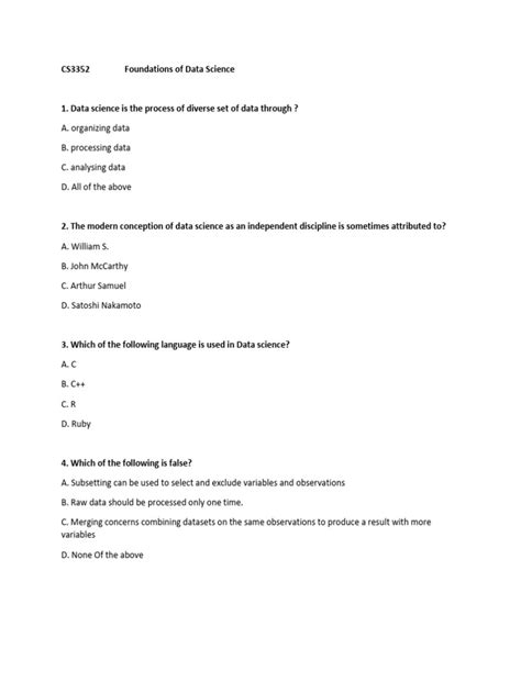 Cs3352 Foundations Of Data Science Pdf