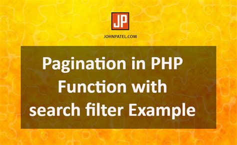 Pagination In PHP Function With Search Filter Example