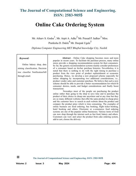 Pdf Online Cake Ordering System