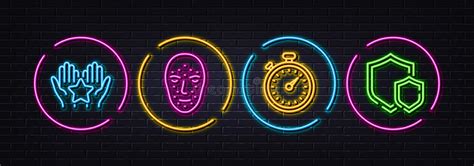 timer ranking and face biometrics minimal line icons for web