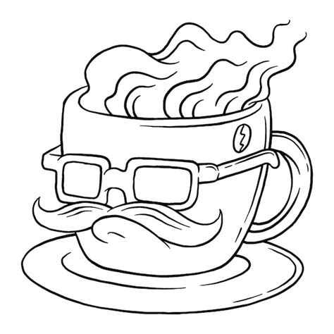 만화 Hipster 커피 컵의 그림을 색칠 프리미엄 벡터