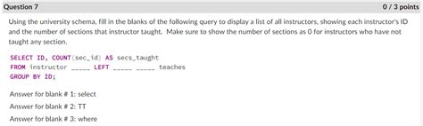 Solved Using The University Schema Fi