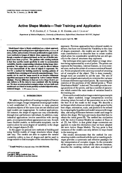 Pdf Active Shape Models Their Training And Application