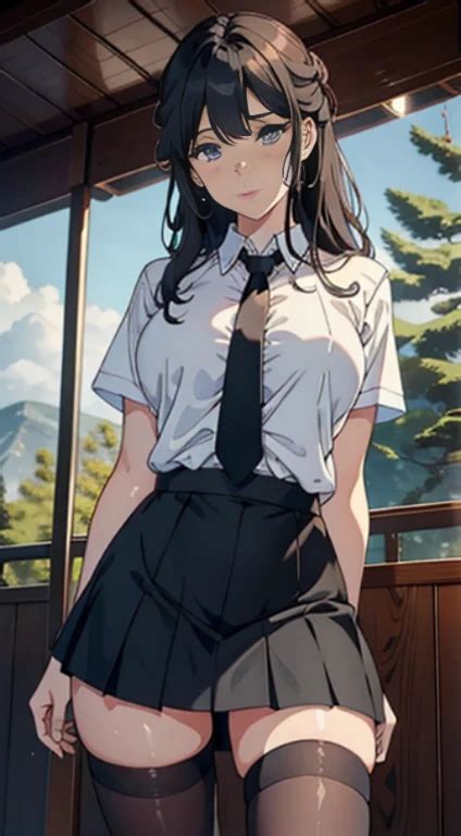 1female，25 나이，큰 가슴， 음란물 노출 ， 독주，（ 배경에 사이버펑크 캐릭터 ：포트， 침엽수림 뒤의 숲 Seaart Ai