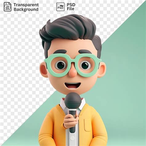 Premium Psd 3d Journalist Cartoon Reporting News On A Microphone