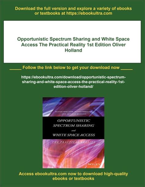 Opportunistic Spectrum Sharing And White Space Access The Practical Reality 1st Edition Oliver