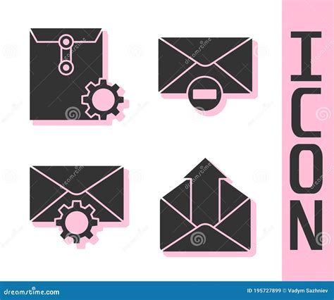 Set Outgoing Mail Envelope Setting Envelope Setting And Delete Envelope Icon Vector Stock