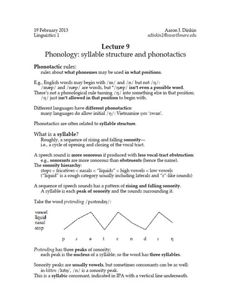 Phonology Phonotactics Pdf Syllable Phonology