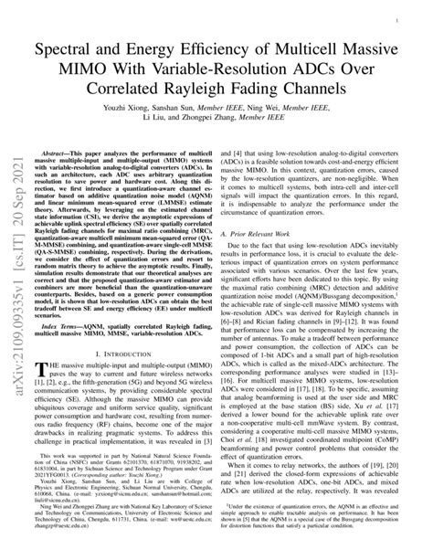 Spectral And Energy Efficiency Of Multicell Massive Mimo With Variable Resolution Adcs Over