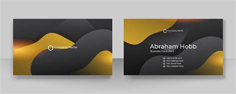 현대 창조적이고 깨끗한 명함 템플릿 럭셔리 명함 디자인 템플릿 추상적 인 황금빛 반짝이는 물결 모양의 선이있는 우아한 어두운 검은 색 배경 벡터 일러스트 레이 션 0명에