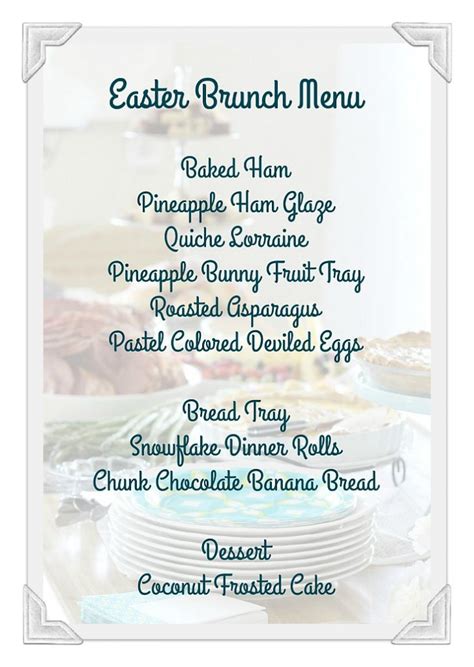 Easter Brunch Menu Grateful Prayer Thankful Heart
