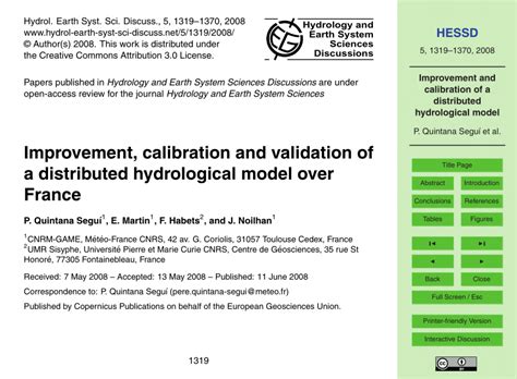 Pdf Improvement Calibration And Validation Of A Distributed