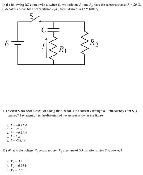 Solved In The Following RC Circuit With A Switch S Two Chegg