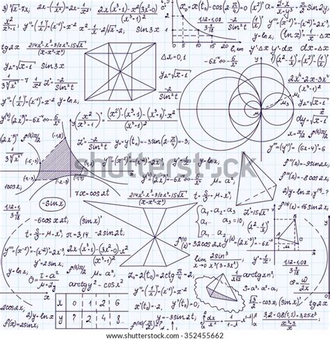 Mathematical Vector Endless Texture Formulas Calculations Stock Vector
