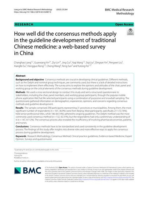 Pdf How Well Did The Consensus Methods Apply In The Guideline Development Of Traditional