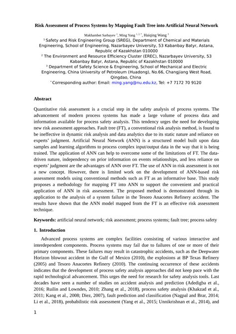 Pdf Risk Assessment Of Process Systems By Mapping Fault Tree Into