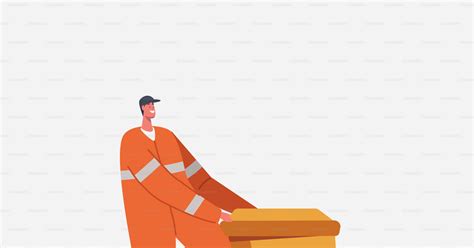 폐기물 재활용 도시 청소 서비스 작업 프로세스 제복을 입은 청소부들이 쓰레기통을 당깁니다 직원이 쓰레기와 쓰레기를 거리의