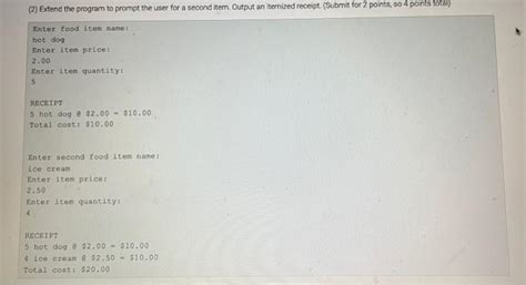 Solved 213 Week 1 Program Food Receipt Note When Accuracy